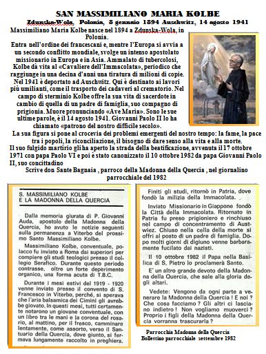San Massimiliano Maria Kolbe e la Madonna della Quercia
